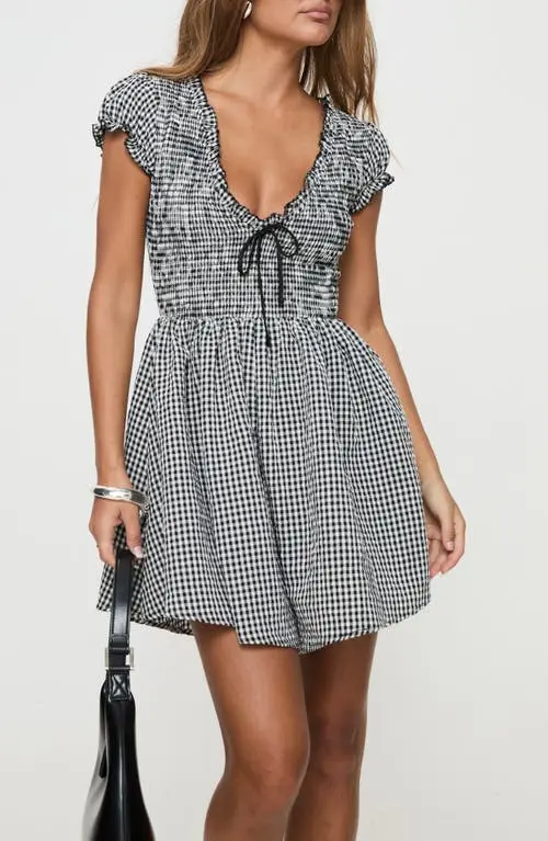 Princess Polly Wescott Gingham Romper - Black