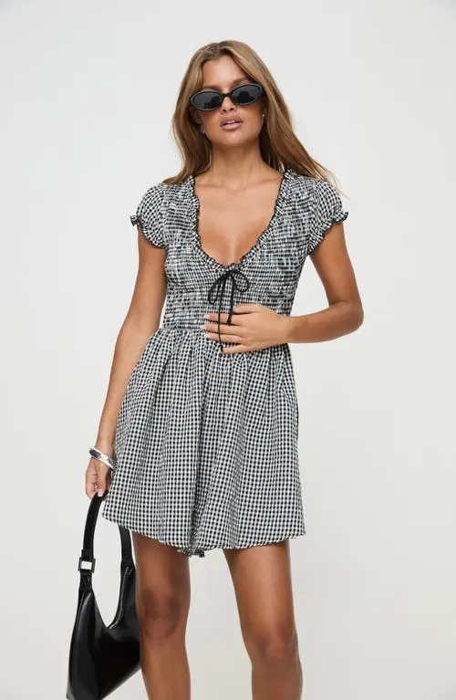 Princess Polly Wescott Gingham Romper - Black