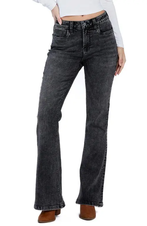 HINT OF BLU High-rise Flare Jeans - Faded Black