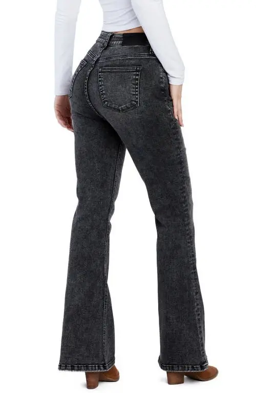 HINT OF BLU High-rise Flare Jeans - Faded Black