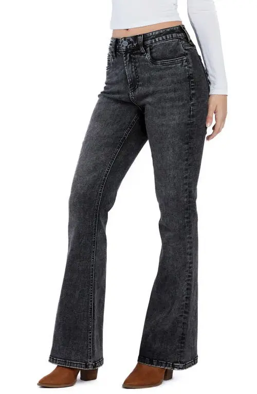 HINT OF BLU High-rise Flare Jeans - Faded Black