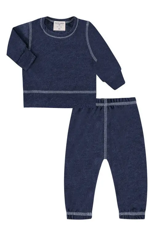 PAIGELAUREN Long Sleeve Top & Pants Hacci Lounge Set - Blue