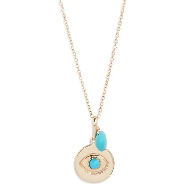 Anzie 14k Gold Evil Eye Medallion Pendant Necklace - 14k Yellow Gold