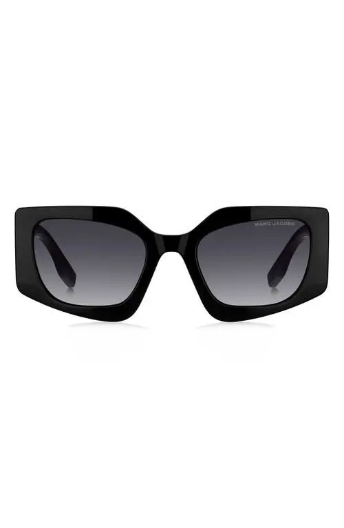 Marc Jacobs 53mm Gradient Rectangle Sunglasses - Black/ Dark Grey Sf