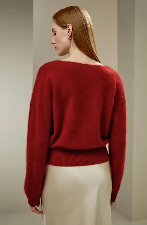 Lilysilk Cropped V-neck Cashmere Sweater - Red