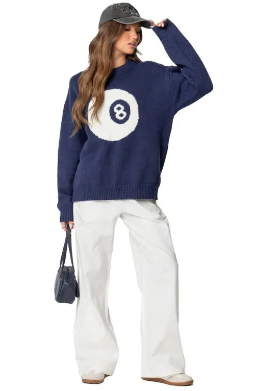 EDIKTED Magic 8 Oversize Sweater - Navy