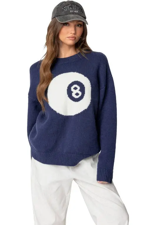 EDIKTED Magic 8 Oversize Sweater - Navy
