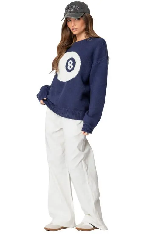 EDIKTED Magic 8 Oversize Sweater - Navy