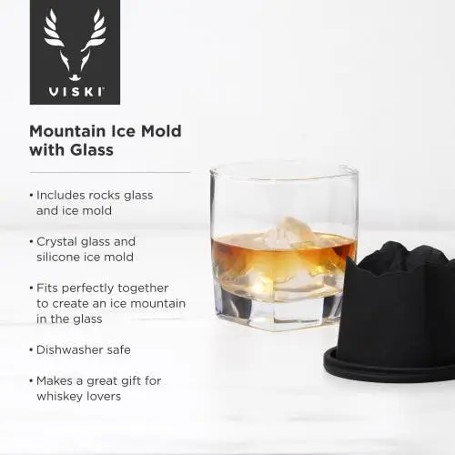 VISKI Glacier 2-piece Mountain Ice Mold With Crystal Glass Set