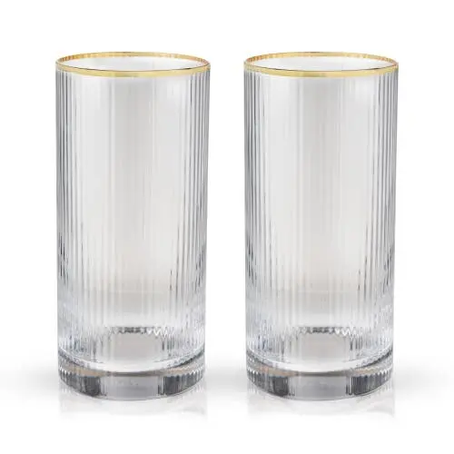VISKI Meridian Crystal Highball Glasses Set Of 2 - Clear