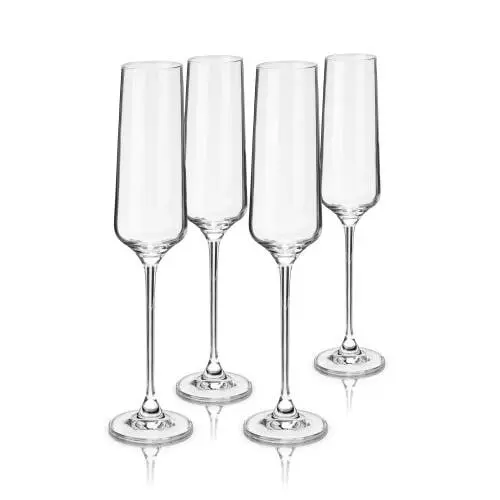 VISKI Reserve Inez Crystal Champagne Flutes Set Of 4 - Clear