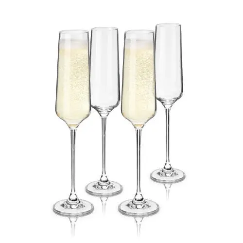 VISKI Reserve Inez Crystal Champagne Flutes Set Of 4