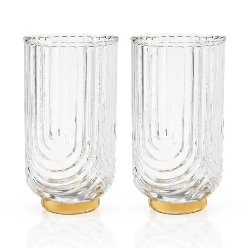 VISKI Deco Gatsby Highball Glasses Set Of 2 - Clear