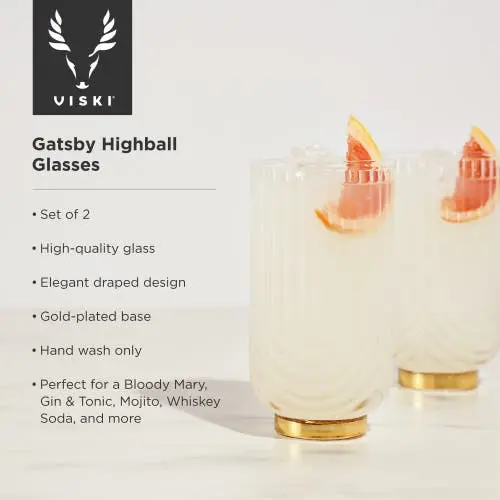 VISKI Deco Gatsby Highball Glasses Set Of 2