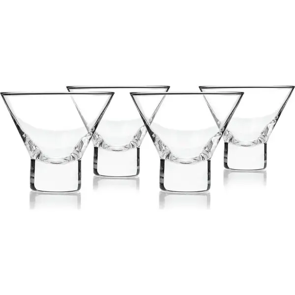 VISKI Raye Crystal Heavy Base Martini Glasses Set Of 4 - Clear