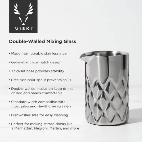 VISKI Admiral Double Walled Mixing Glass In In Stainless Steel