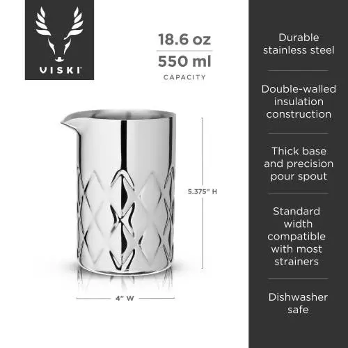 VISKI Admiral Double Walled Mixing Glass In In Stainless Steel