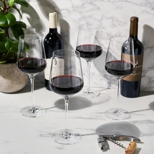 VISKI Reserve Inez Crystal Bordeaux Glasses Set Of 4