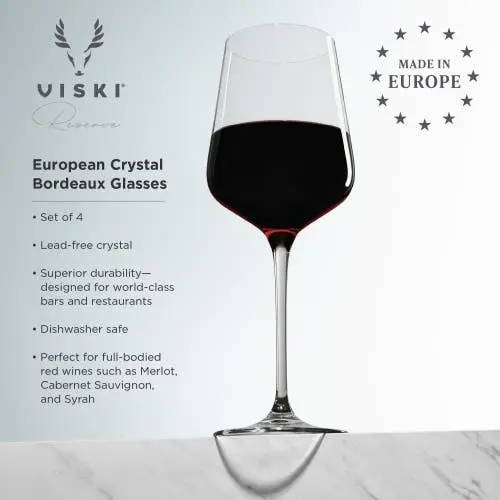 VISKI Reserve Inez Crystal Bordeaux Glasses Set Of 4