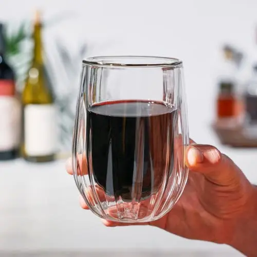 VISKI Double Walled Stemless Wine Glasses Set Of 2