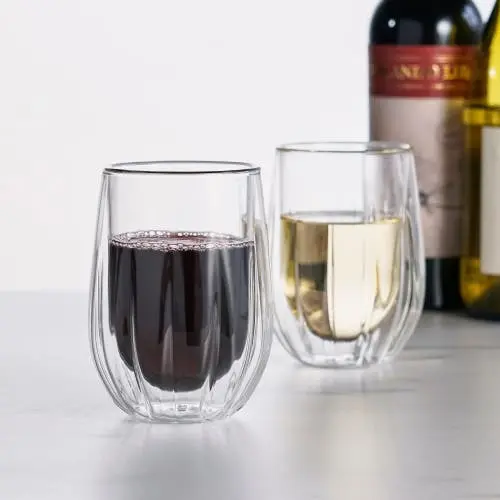 VISKI Double Walled Stemless Wine Glasses Set Of 2