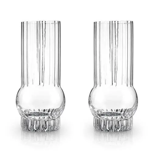 VISKI Art Deco Crystal Highball Glasses Set Of 2