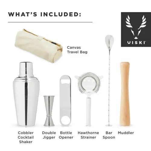 VISKI 7-piece Travel Barware Set In Stainless Steel