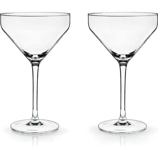 VISKI Raye Crystal Angled Martini Glasses Set Of 2 - Clear