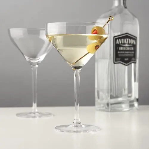 VISKI Raye Crystal Angled Martini Glasses Set Of 2