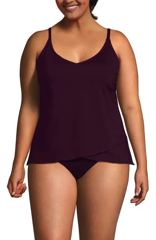 LANDS' END D-cup Chlorine Resistant Tankini Swimsuit Top - Dark Wine
