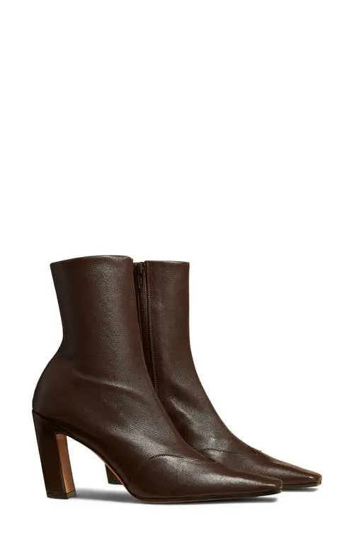 Khaite Nevada Square Toe Booties - Dark Brown