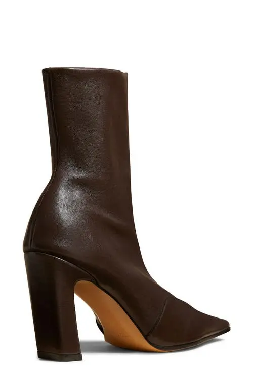 Khaite Nevada Square Toe Booties - Dark Brown