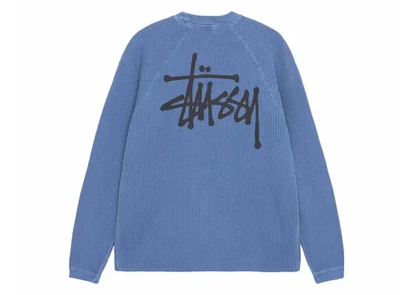 StÜssy Raglan Thermal Long Sleeve Crew - Blue