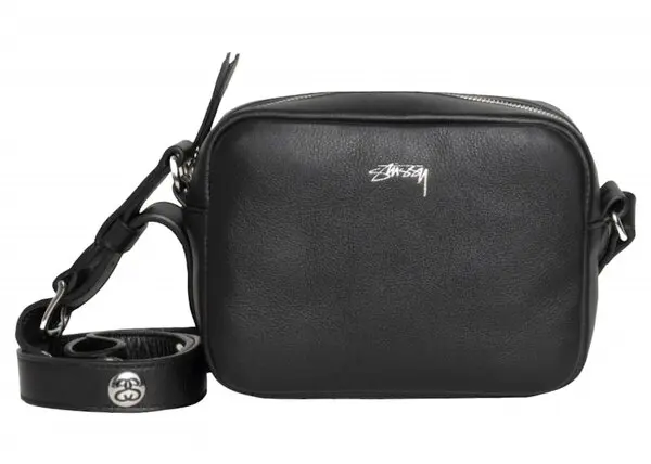 StÜssy Link Leather Side Pouch - Black
