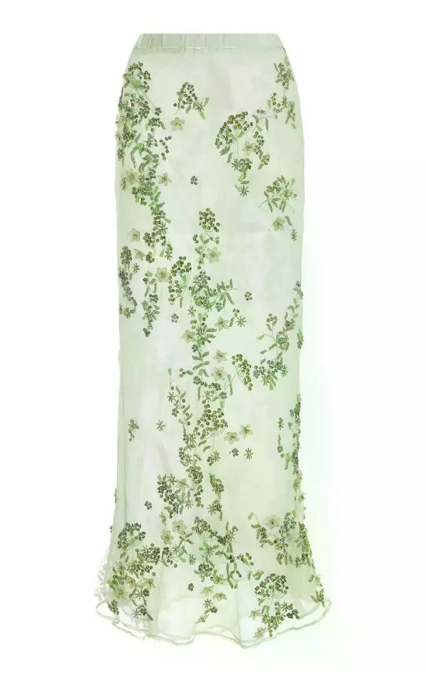 Cult Gaia Sai Printed Silk Maxi Skirt
