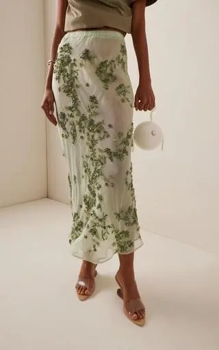 Cult Gaia Sai Printed Silk Maxi Skirt