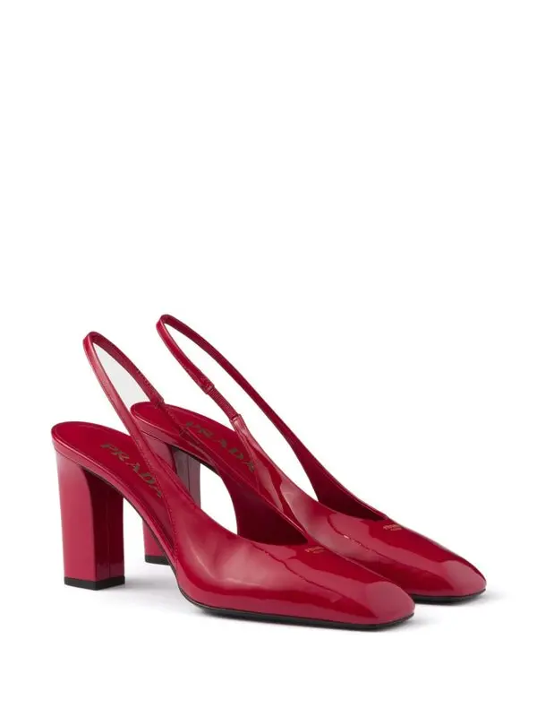 Prada 85mm Leather Slingback Pumps - Red