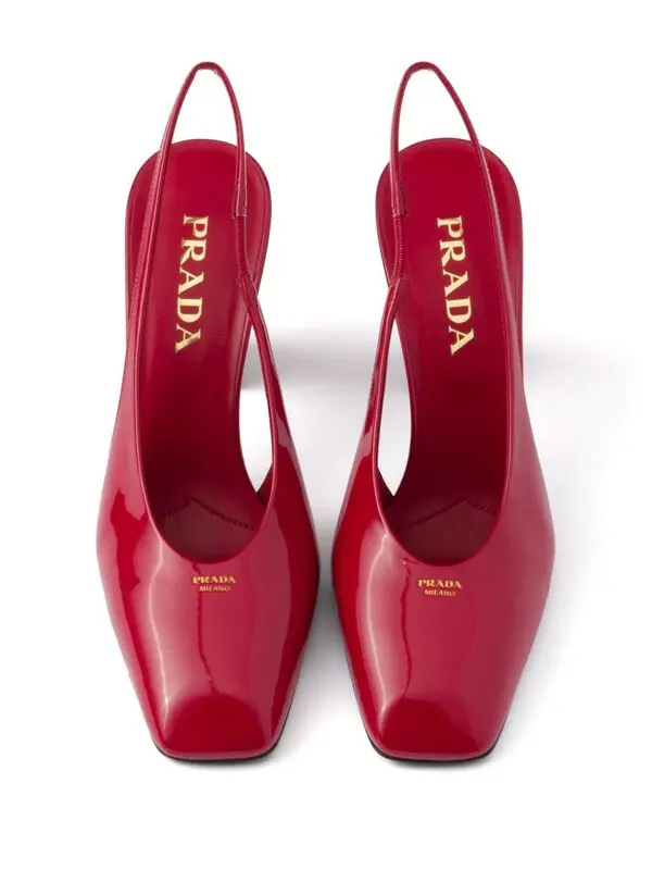 Prada 85mm Leather Slingback Pumps - Red