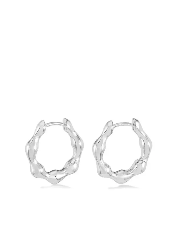 DOWER & HALL Hinged Huggie Hoop Earrings - Silver