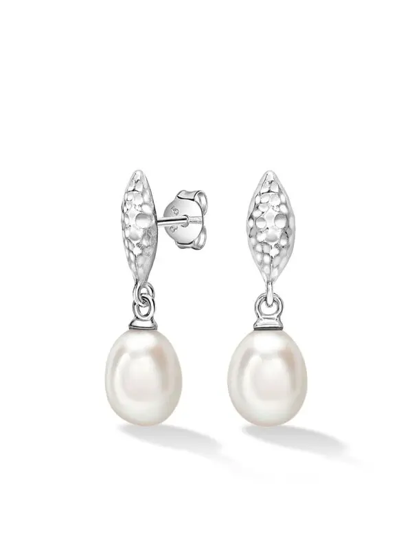 DOWER & HALL Marquise Pearl Drop Earrings - Silver