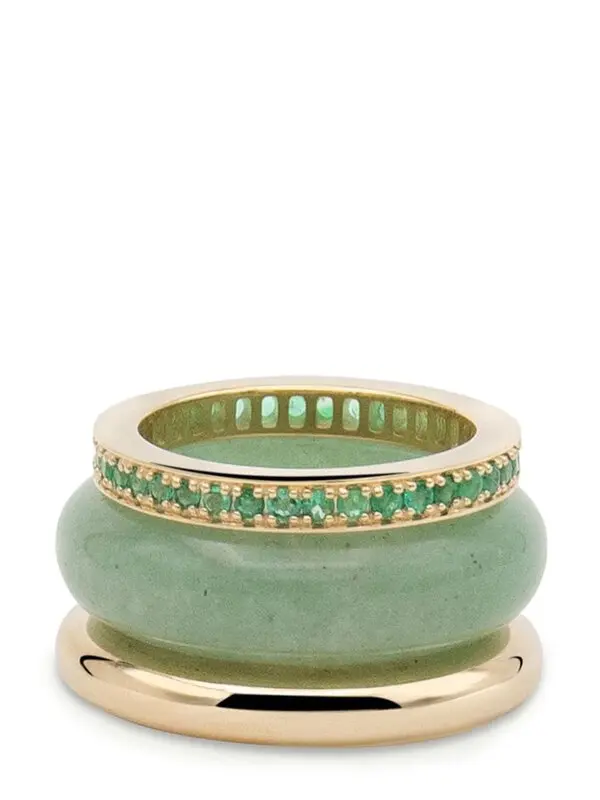 BY PARIAH 14kt Yellow Gold Multi-stone Stackable Ring - Green