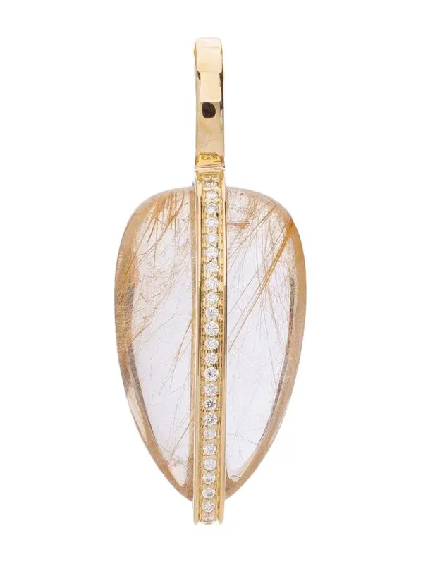 BY PARIAH 14k Yellow Gold Quartz And Diamond Pendant - Brown