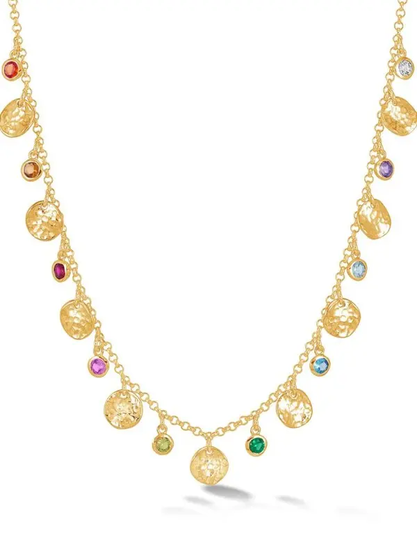 DOWER & HALL Hammered Disc And Gemstone Necklace - Gold