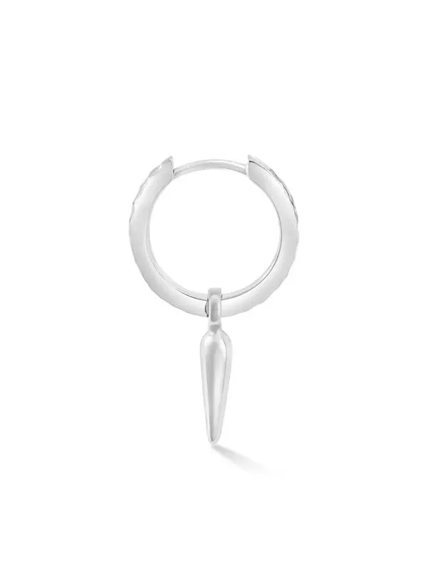 DOWER & HALL Raindrop Hammered Single Hoop Earring - Silver