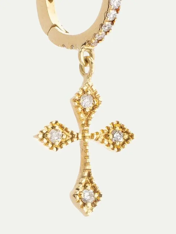 DE JAEGHER 18kt Yellow Diamond Cross Earring - Gold