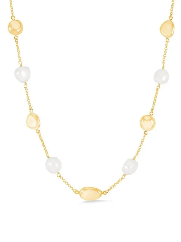 DOWER & HALL Baroque Pearl And Pebble Necklace - Gold