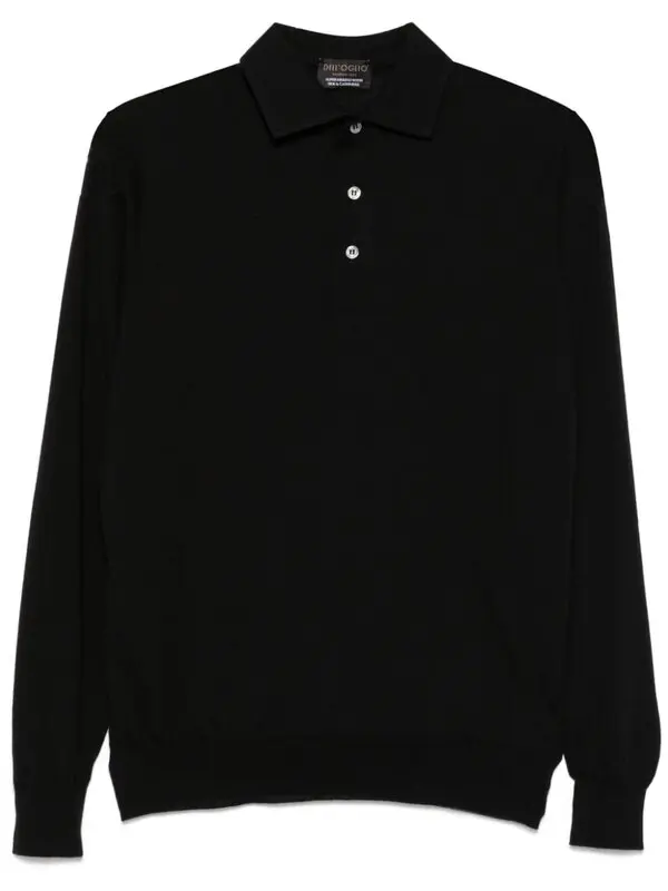DELL'OGLIO Fine-knit Polo Shirt - Black