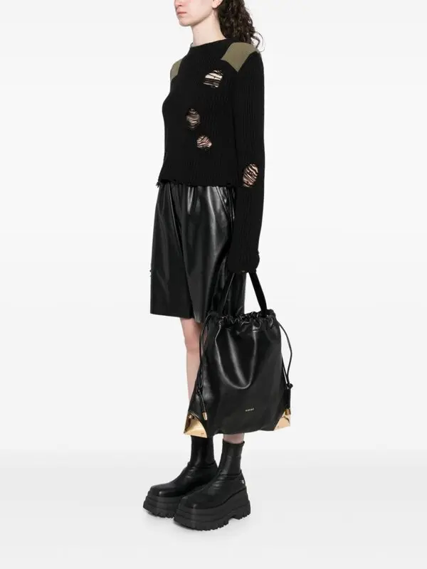 Sacai Corner Metal Drawstring Bag - Black | Editorialist