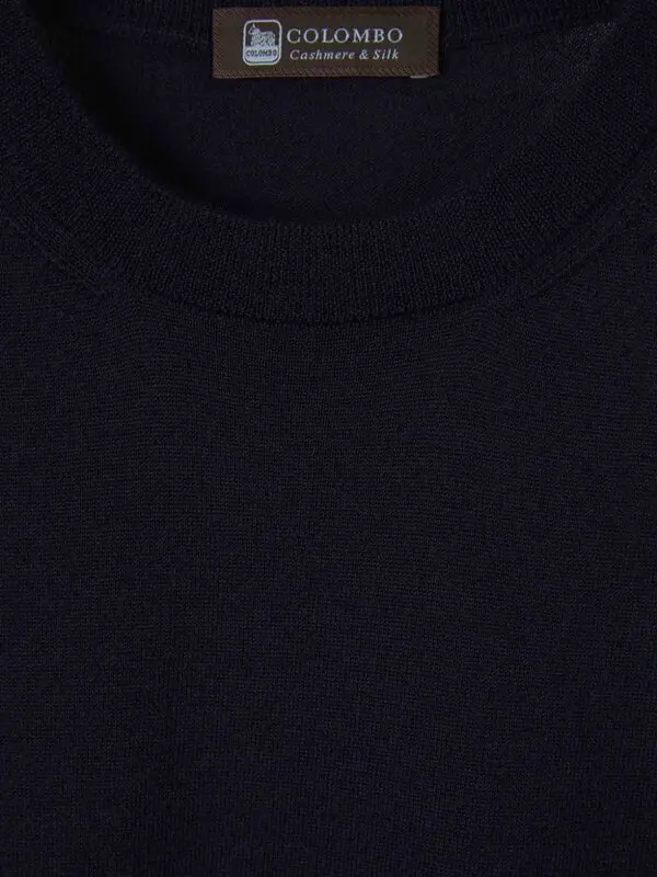 Colombo Crew-neck Fine-knit T-shirt - Blue