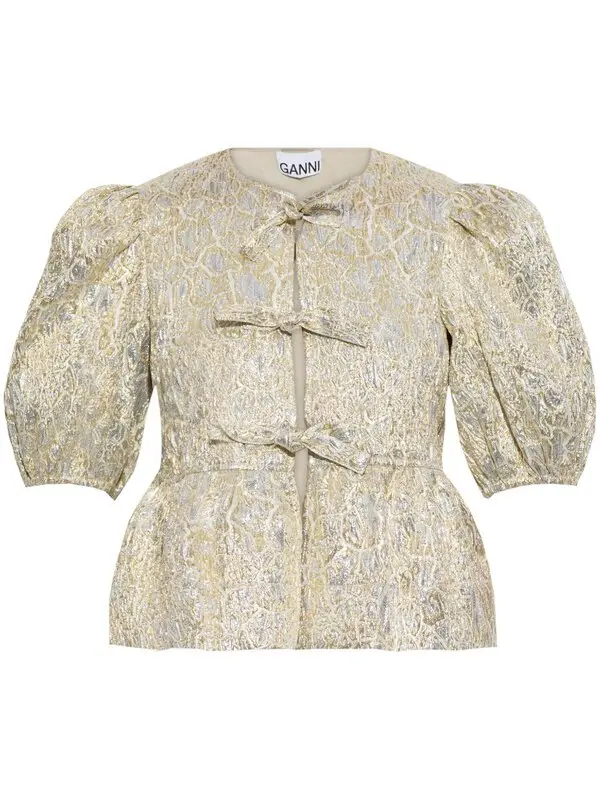 GANNI Lurex Thread Blouse - Gold